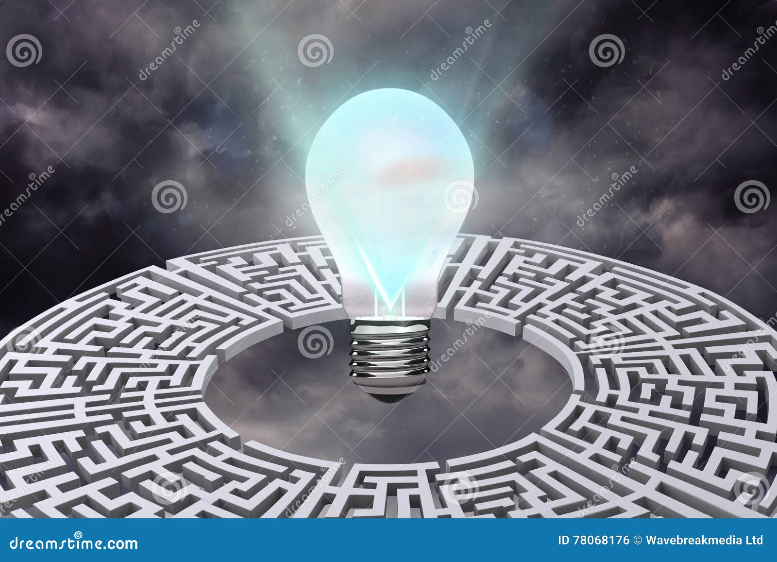Light Bulb with Maze Graphic Stock Photo - Image of electrical ...