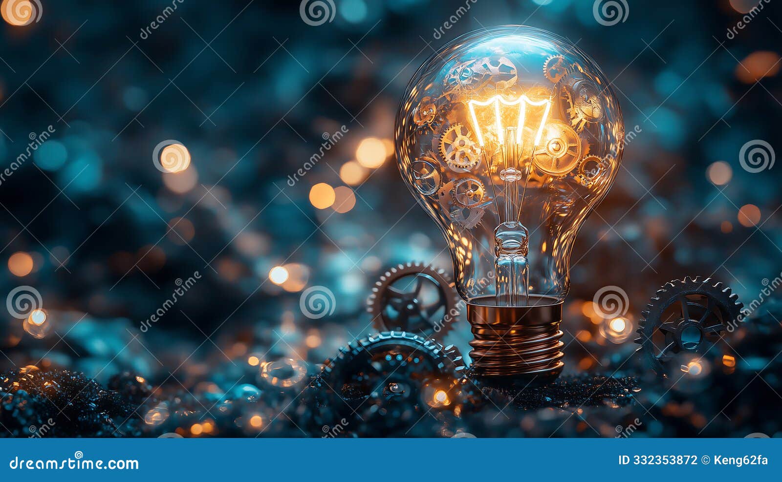 Light Bulb on Mechanical Gears Surface Stock Photo - Image of lightbulb ...