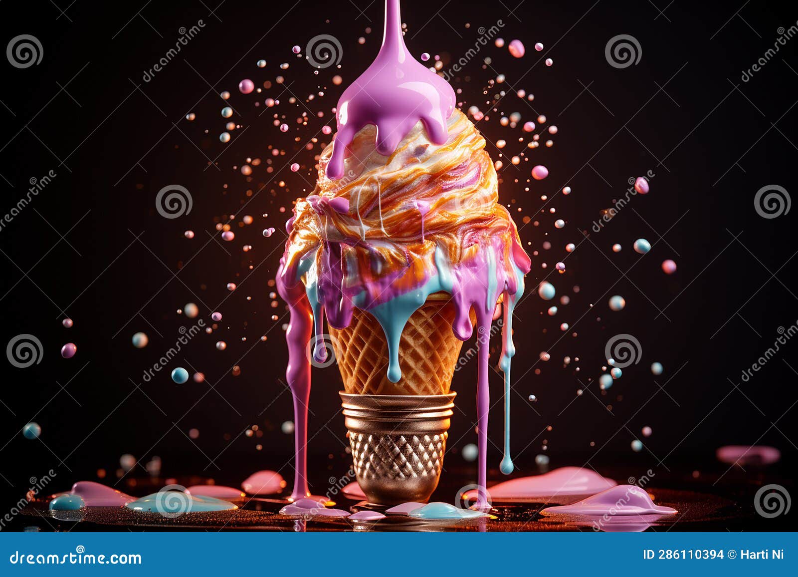 Light Bulb Melting and Dripping Like a Ice Cream Dessert on Dark ...