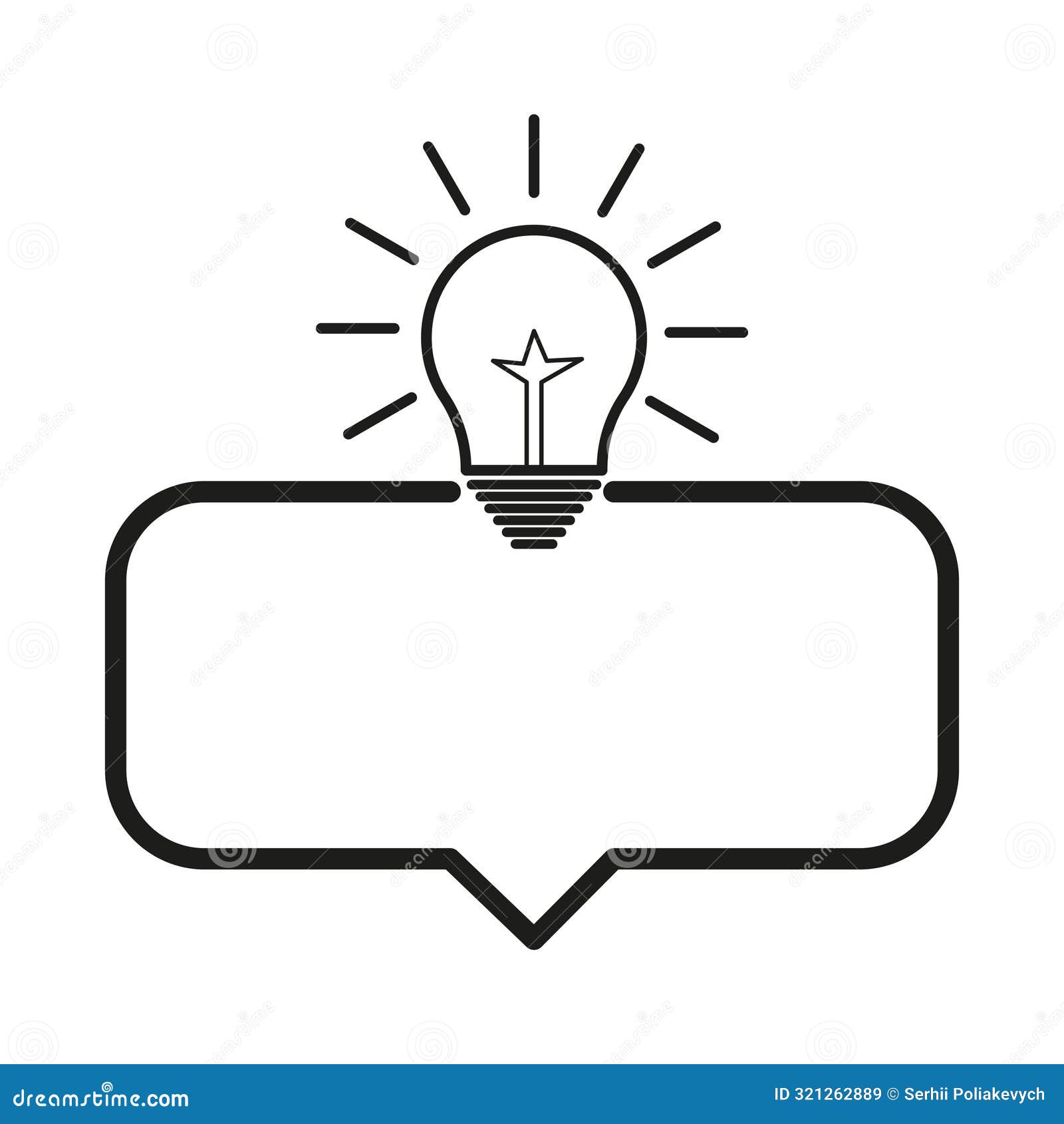 Light Bulb Message. Idea Chat Bubble. Vector Outline Icon. Black and ...