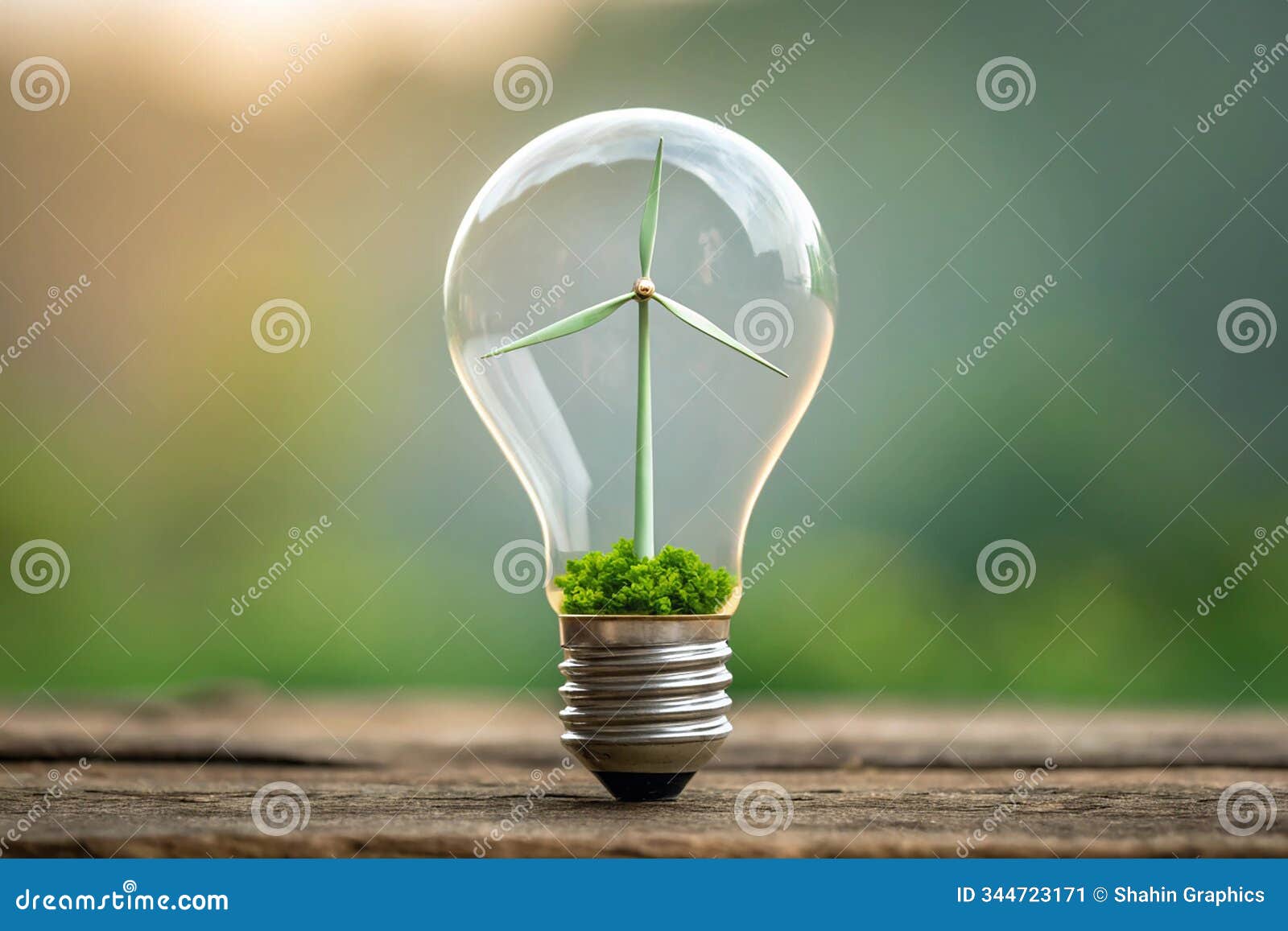 Green Energy. Windmill Turbine on Electrical Bulb Illustration Stock ...