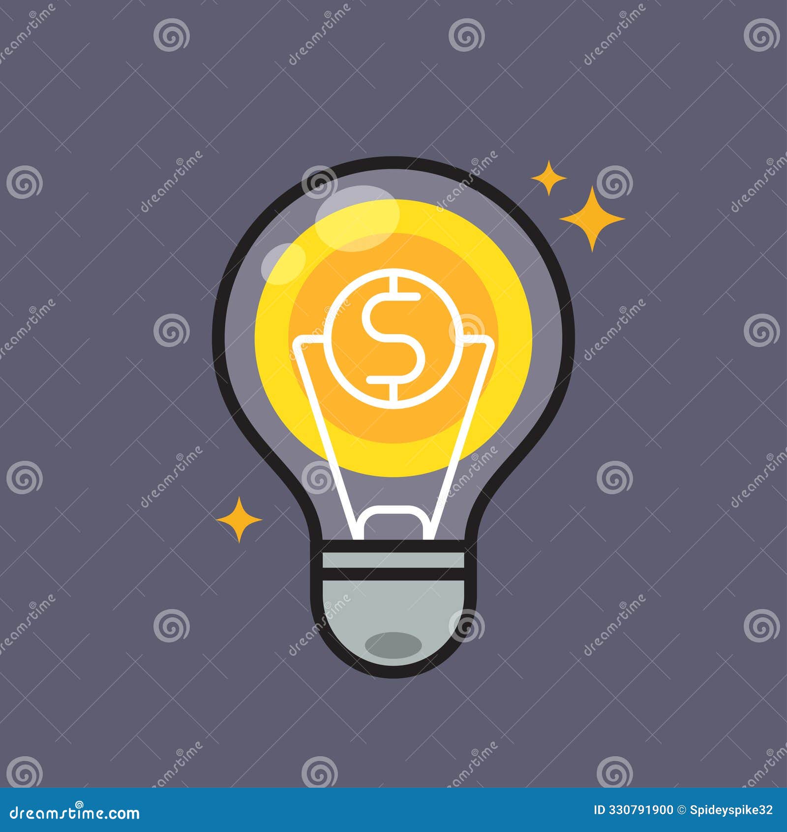 A Light Bulb with Money Sign at the Center. Isolated Vector ...