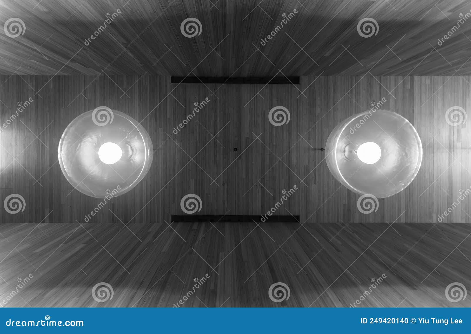 Light Bulb Mounted on Wooden Ceiling. Modern Building Interior Abstract ...