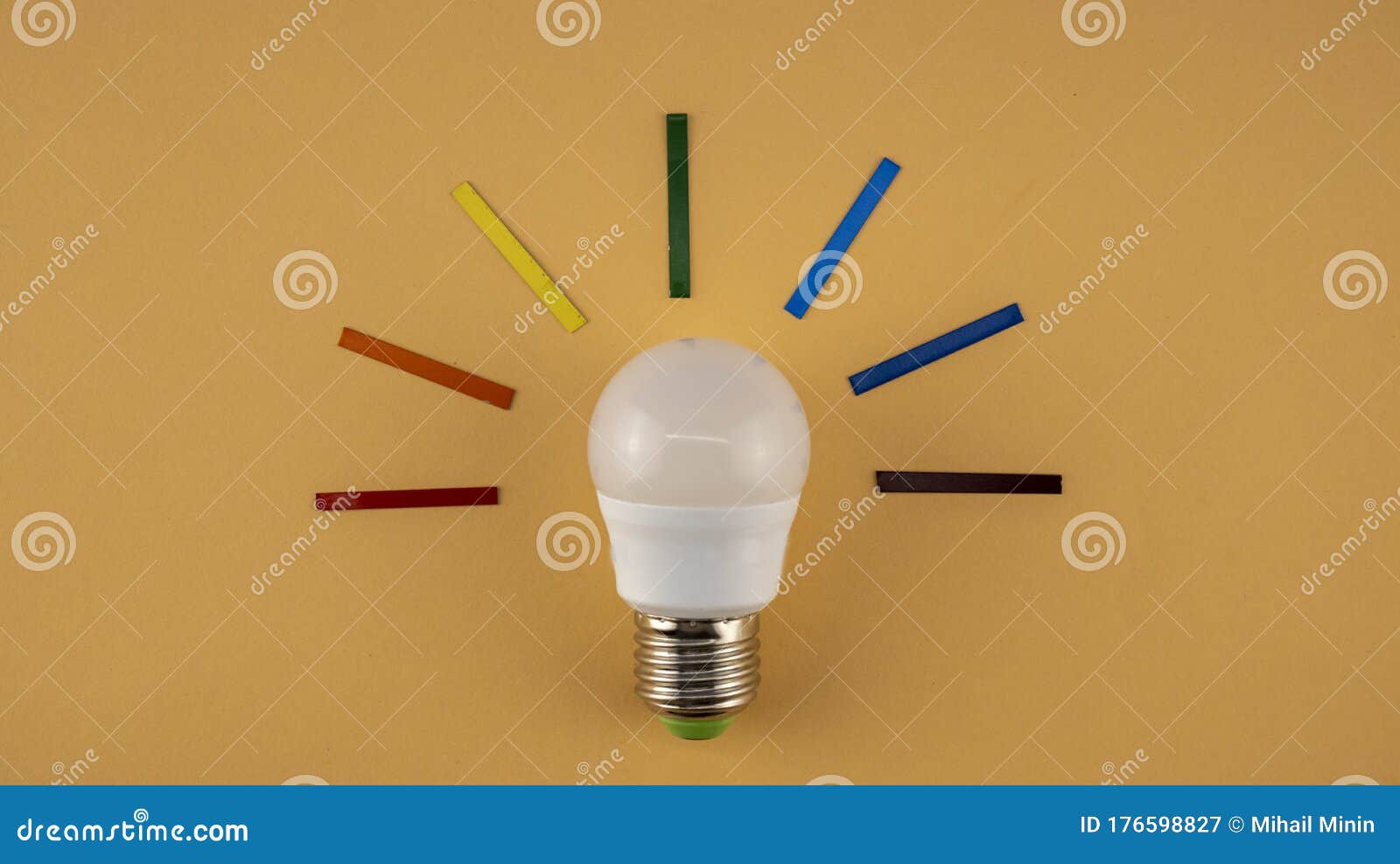 Light Bulb with Multicolored Rays in the Form of Light Stock Image ...