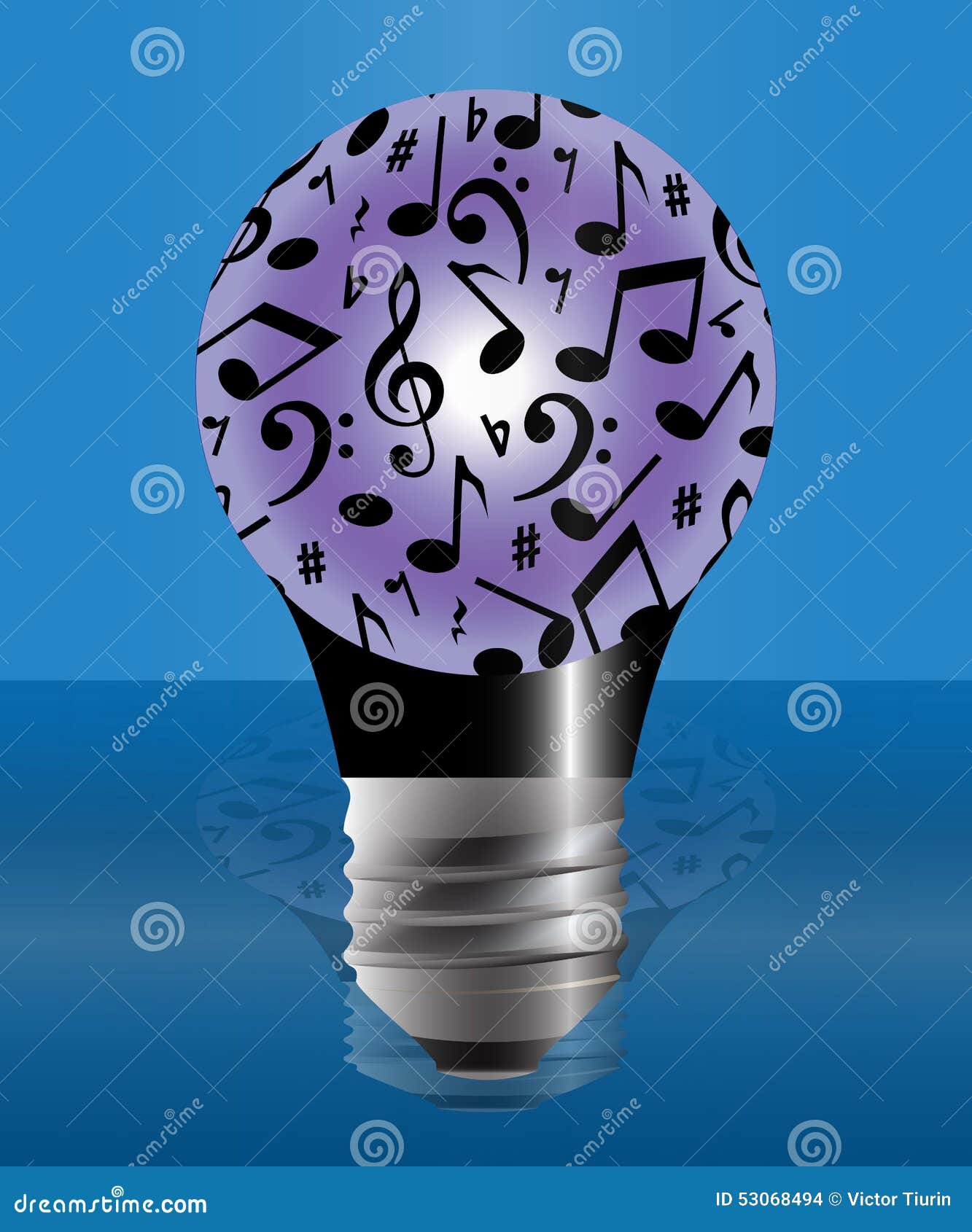 Light Bulb with Music Notes Stock Vector - Illustration of style ...
