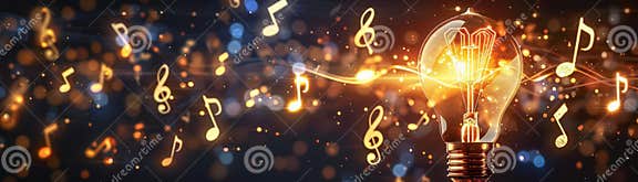A Light Bulb with Musical Notes Inside, Symbolizing Creativity and ...