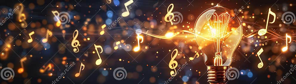 A Light Bulb with Musical Notes Inside, Symbolizing Creativity and ...