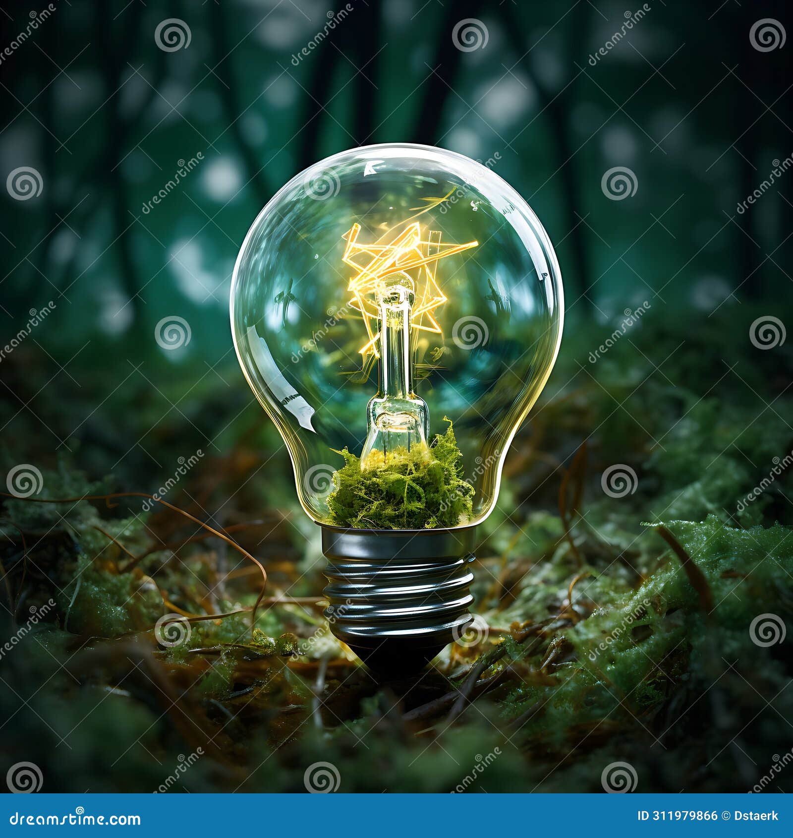 A Light Bulb in Nature Generated by Artificial Intelligence Stock ...