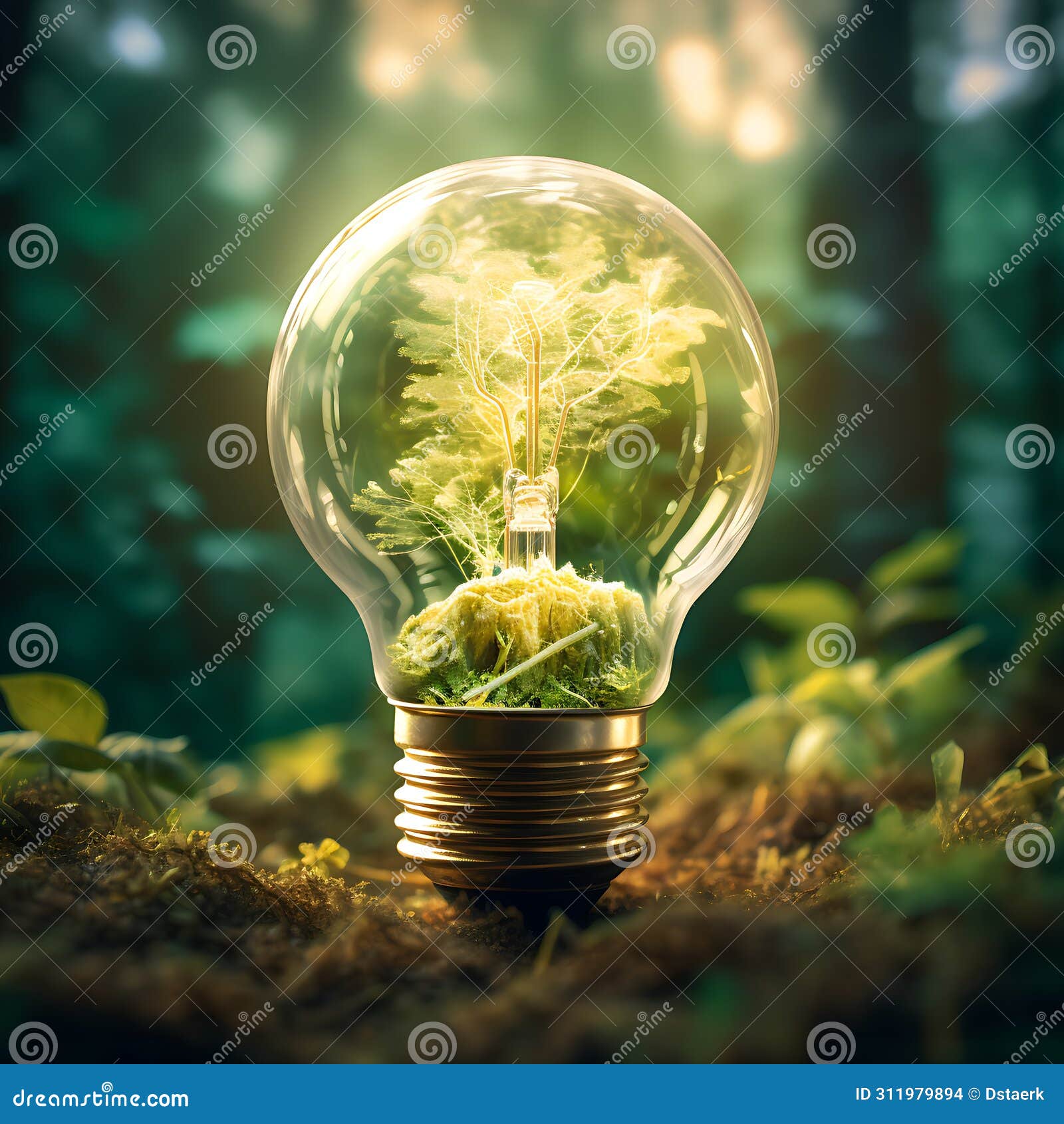 A Light Bulb in Nature Generated by Artificial Intelligence Stock ...