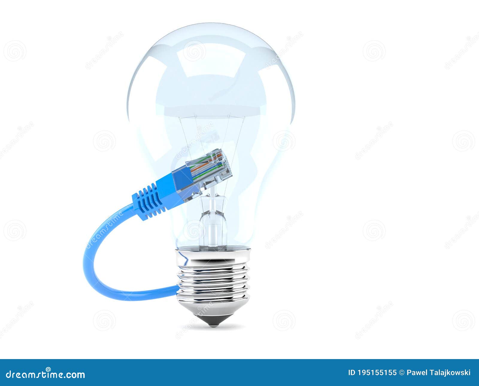 Light Bulb with Network Cable Stock Illustration - Illustration of rj45 ...
