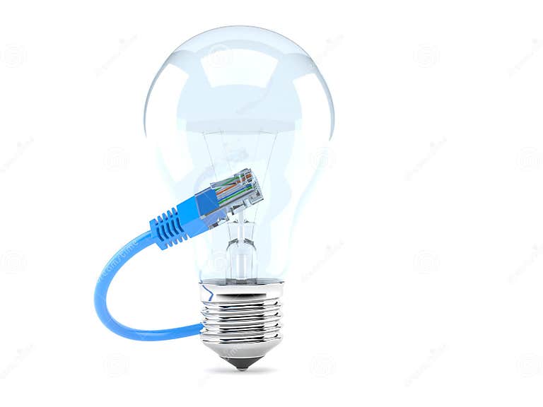 Light Bulb with Network Cable Stock Illustration - Illustration of rj45 ...
