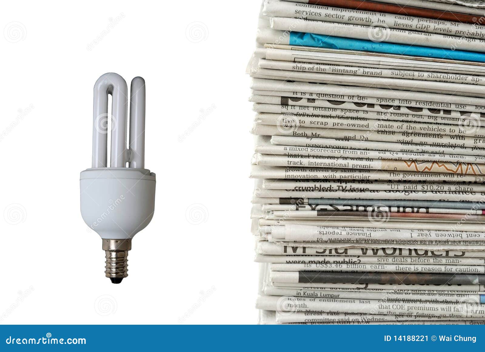 Light Bulb and New Newspapers Stock Image - Image of metal, recycle ...