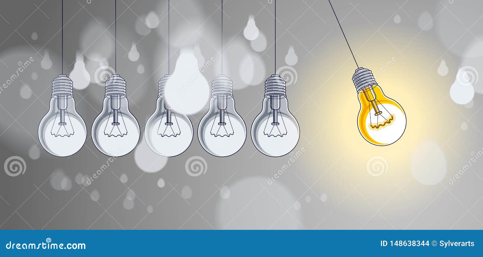 Light Bulb Newton Cradle Pendulum Idea. Stock Vector - Illustration of ...