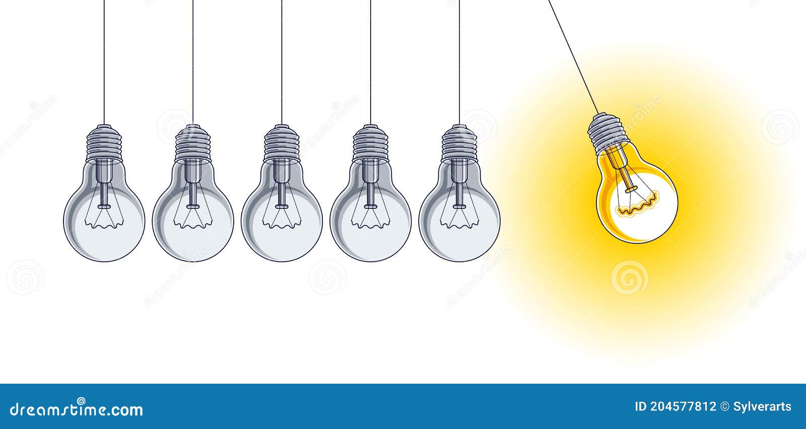 Light Bulb Newton Cradle Pendulum Idea. Stock Vector - Illustration of ...