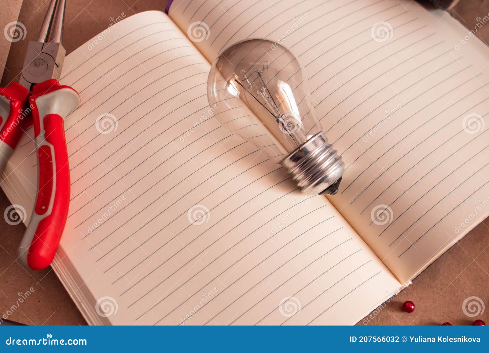 Light Bulb on Notepad, Idea, Creativity Stock Photo - Image of business ...