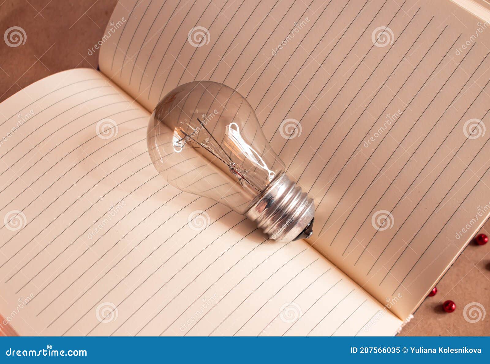 Light Bulb on Notepad, Idea, Creativity Stock Image - Image of pink ...