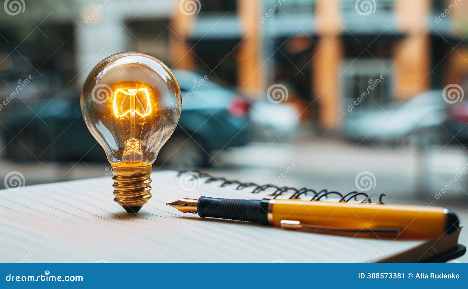 Light Bulb, Notepad and Pencil on Table. Concept of Idea Generation and ...