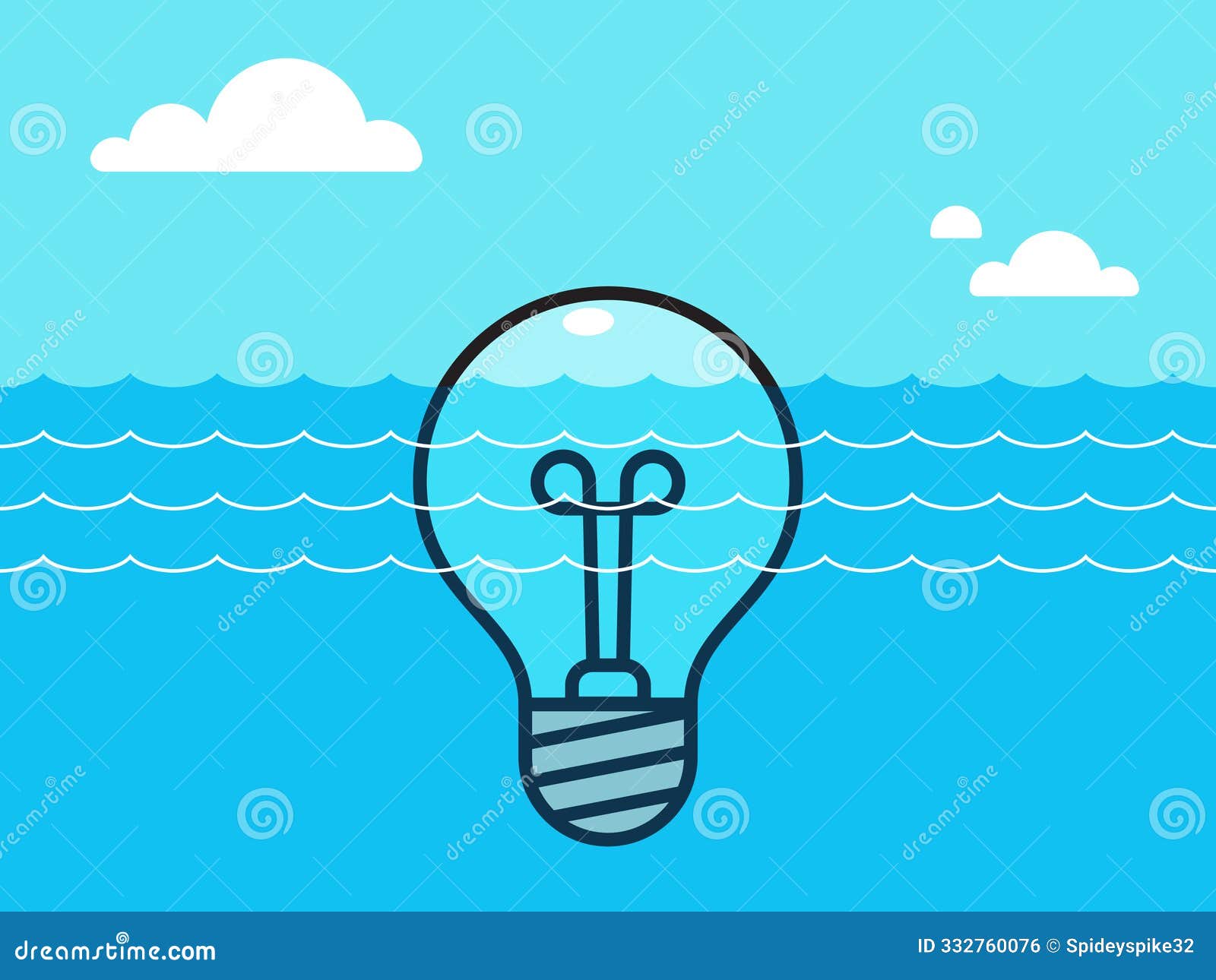 The Light Bulb in the Ocean. Vector Illustration Stock Illustration ...