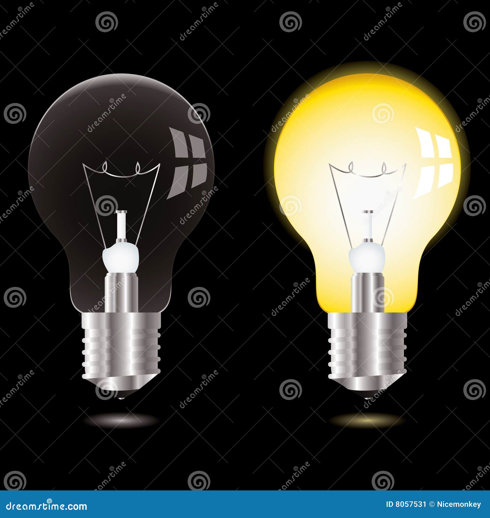 Light bulb on off stock vector. Illustration of icon, lamp - 8057531