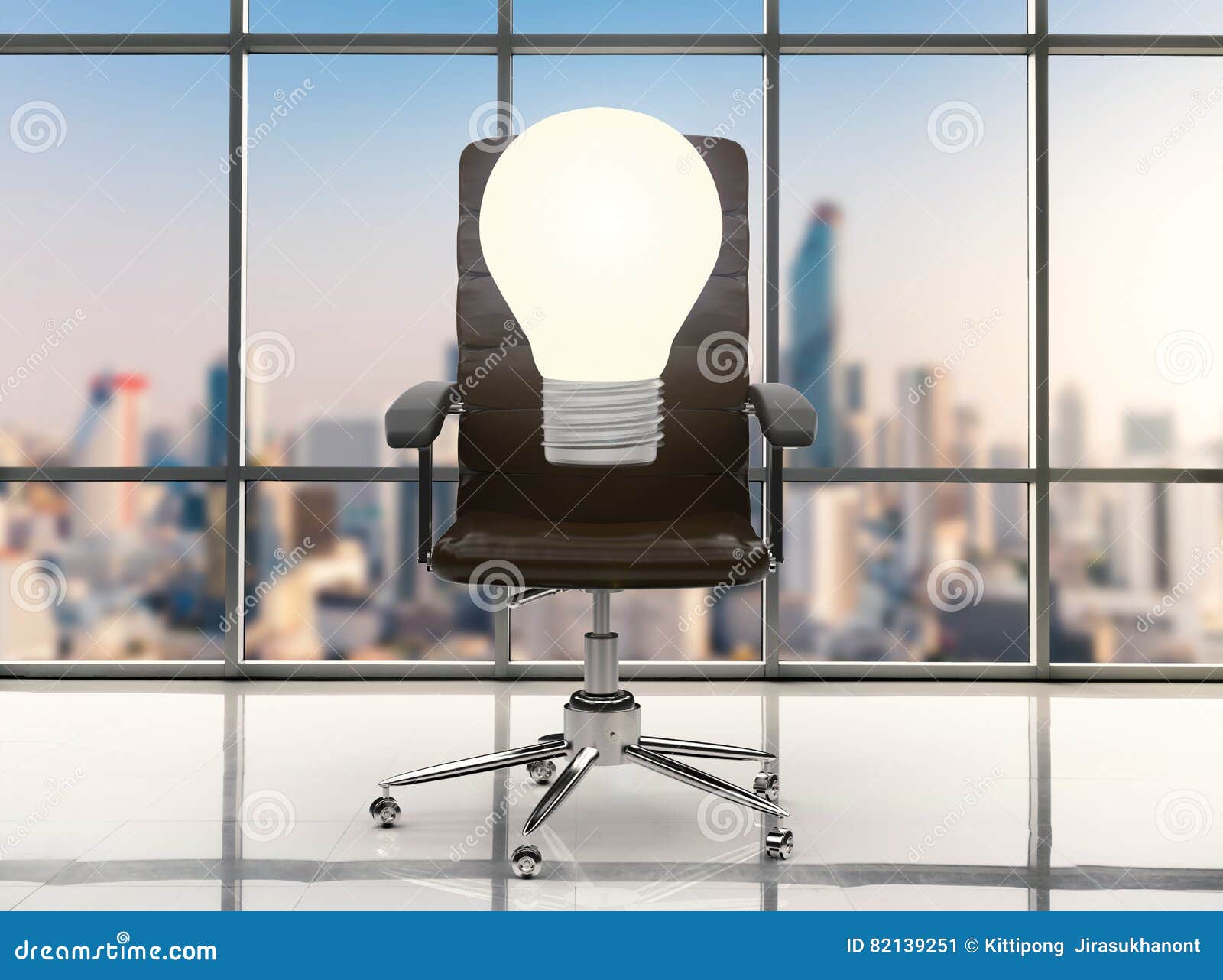 Light bulb on office chair stock illustration. Illustration of leather ...
