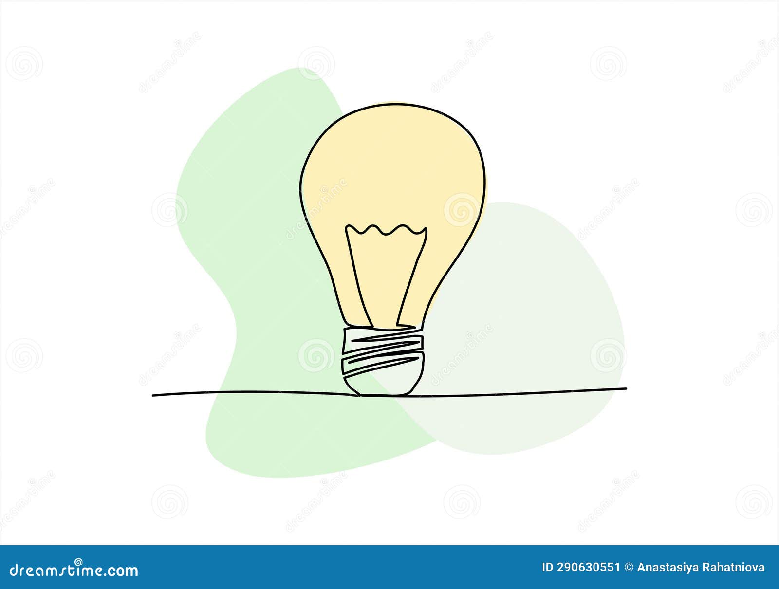 Light Bulb One Line Drawing Colored with Pastel Colors. Vector ...