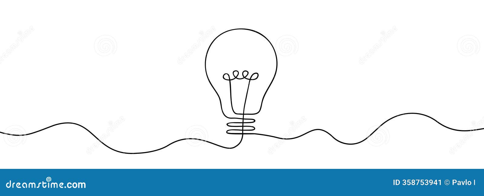 Light Bulb One Outline Line, Idea Concept, Creative Of Process ...
