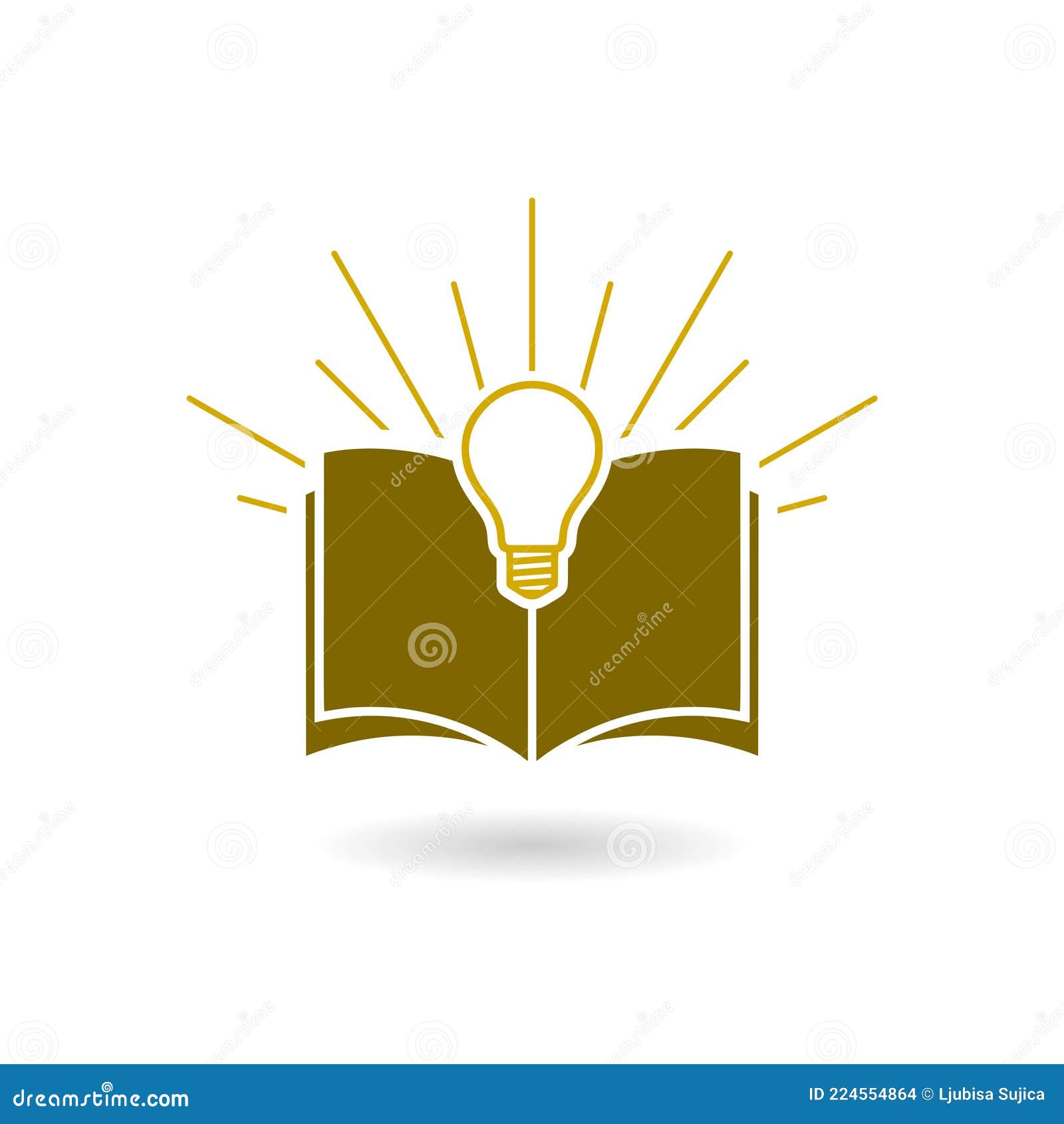 Light Bulb and Open Book Icon with Shadow Stock Vector - Illustration ...