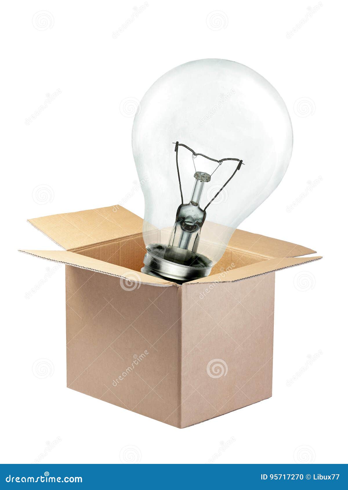 Light Bulb Out of the Box Concept Isolated Stock Photo - Image of ...