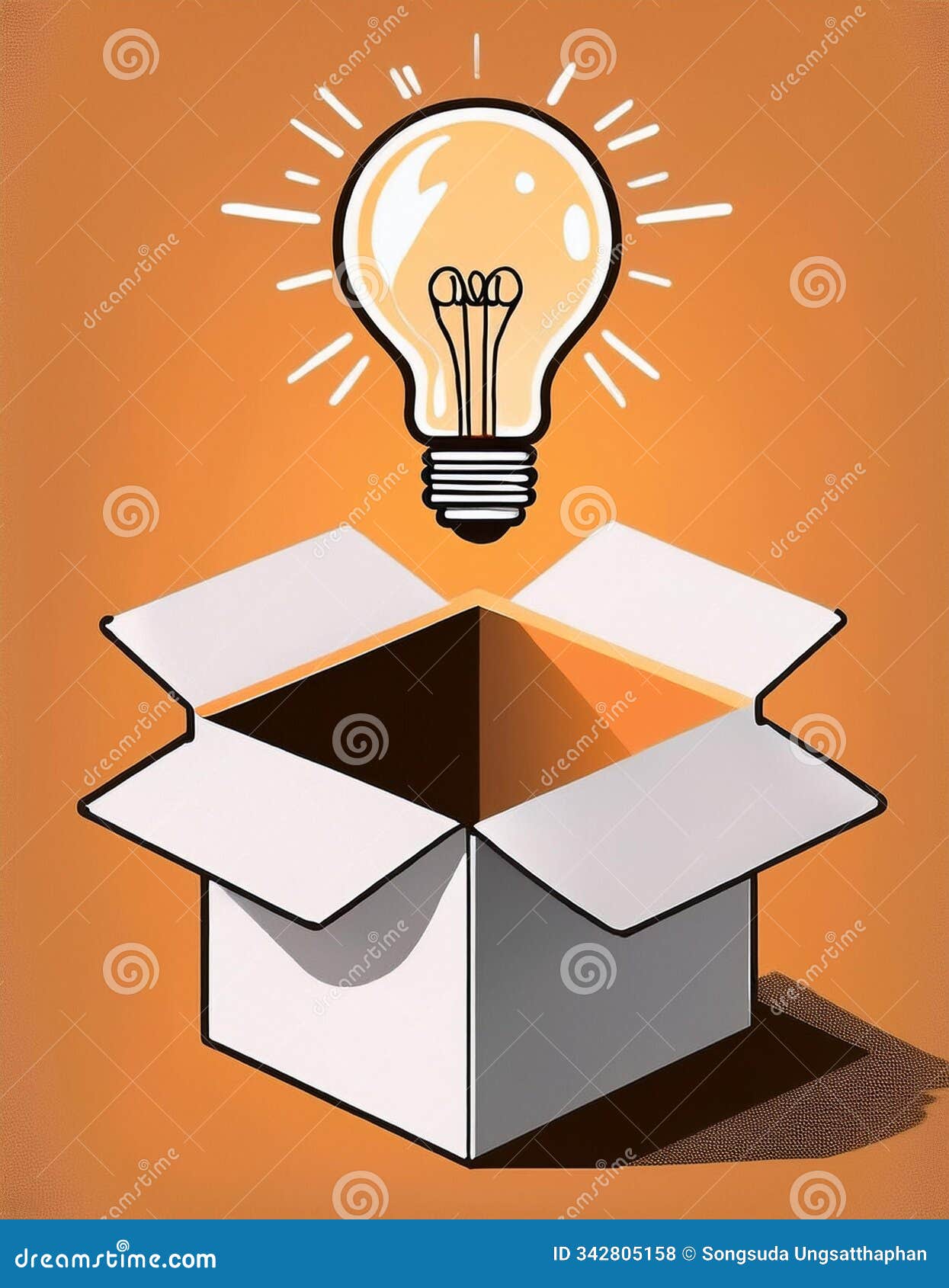 Light Bulb Out of the Box Symbolizing New Ideas Flat Design Stock ...
