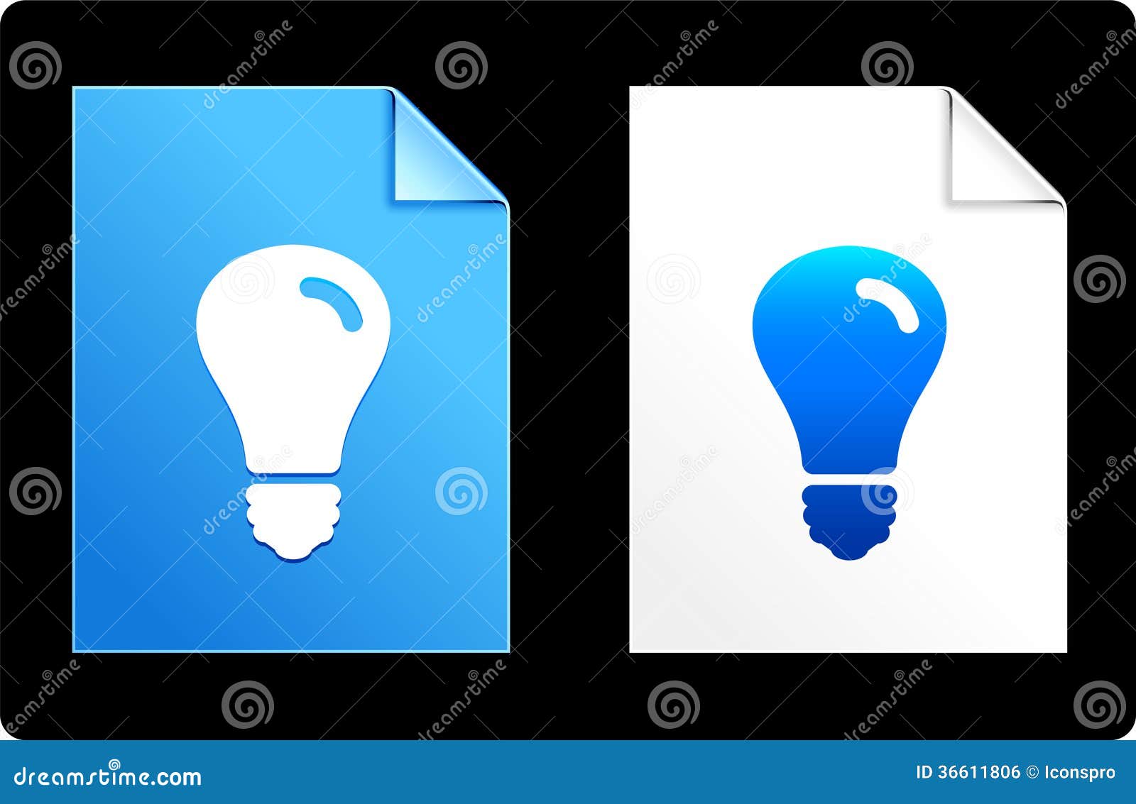 Light Bulb on Paper Set stock illustration. Illustration of symbol ...