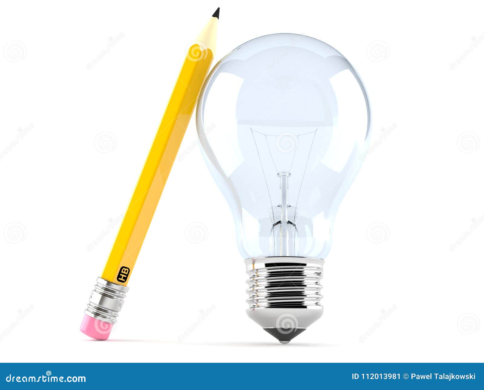 Light Bulb with Pencil Concept Stock Illustration - Illustration of ...