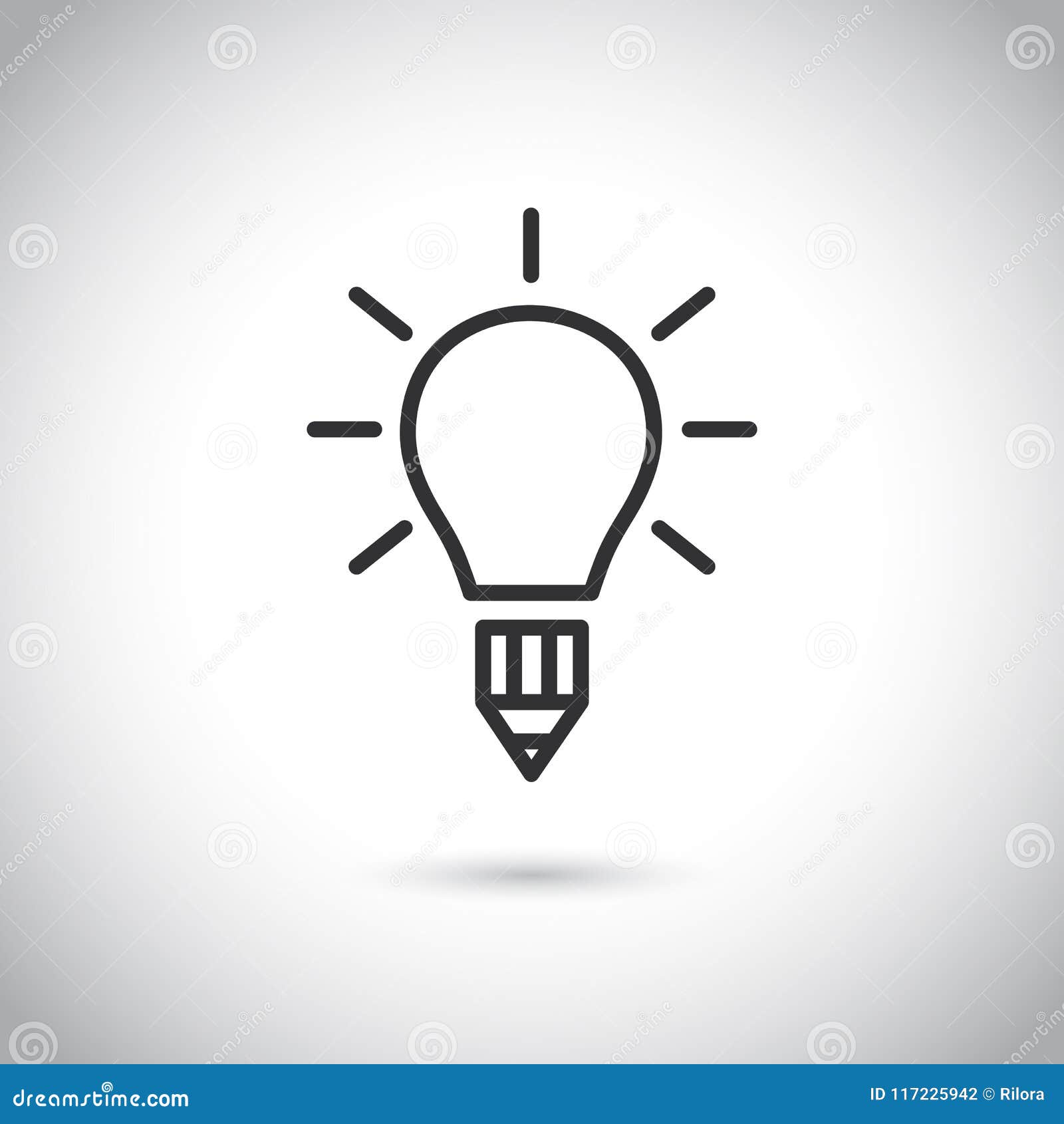 Light Bulb and Pencil Creative Idea Icon on Gray Background. Stock ...