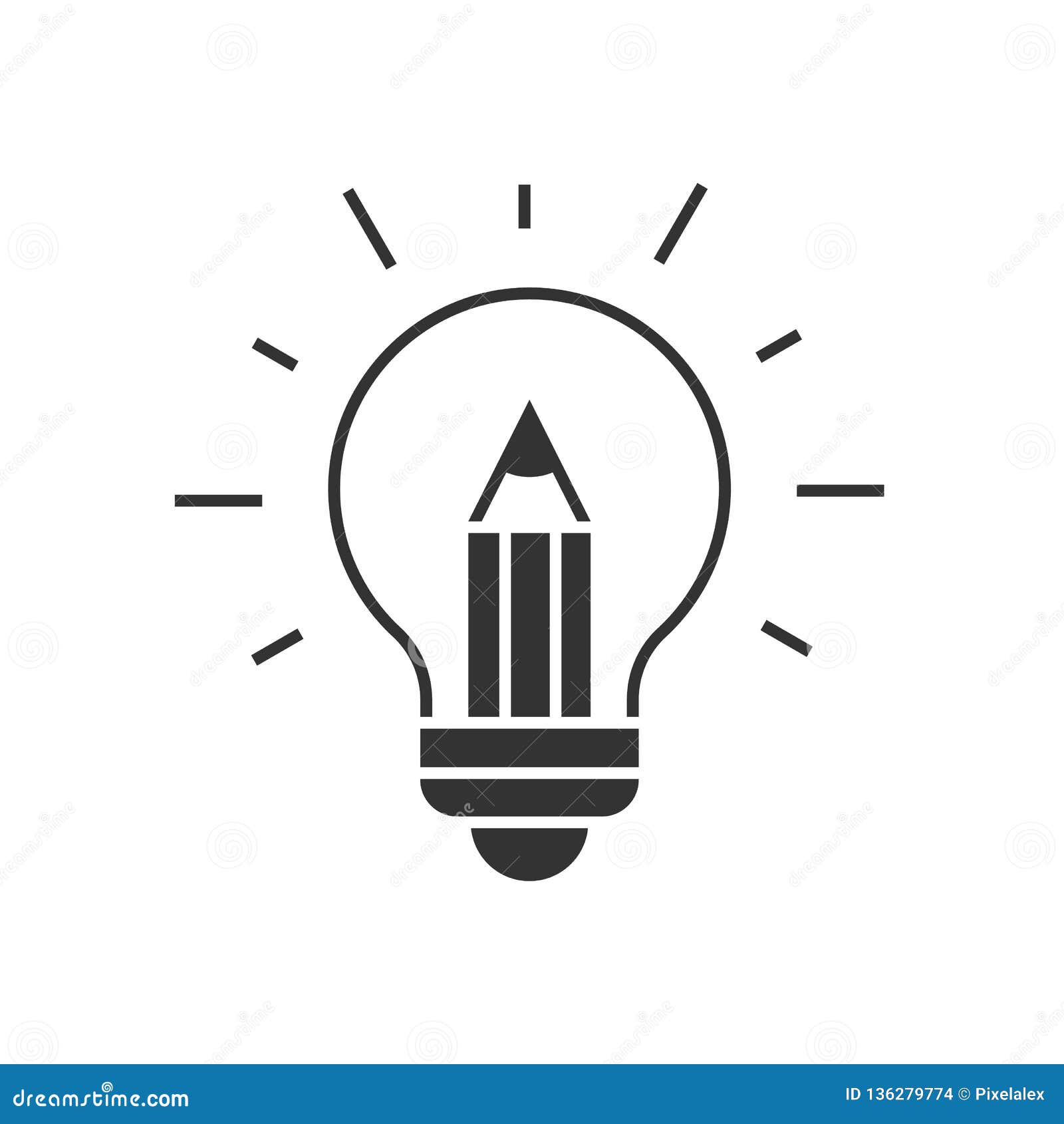 Light Bulb with Pencil Inside Stock Vector - Illustration of business ...