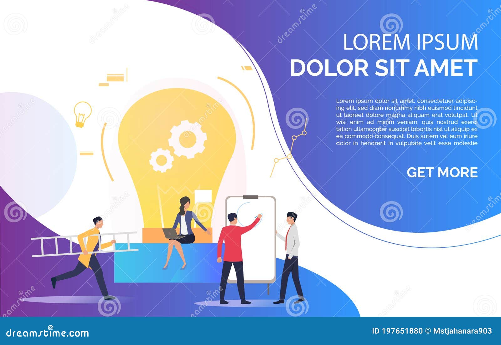 Light Bulb, People Working and Giving Lecture and Sample Text Stock ...