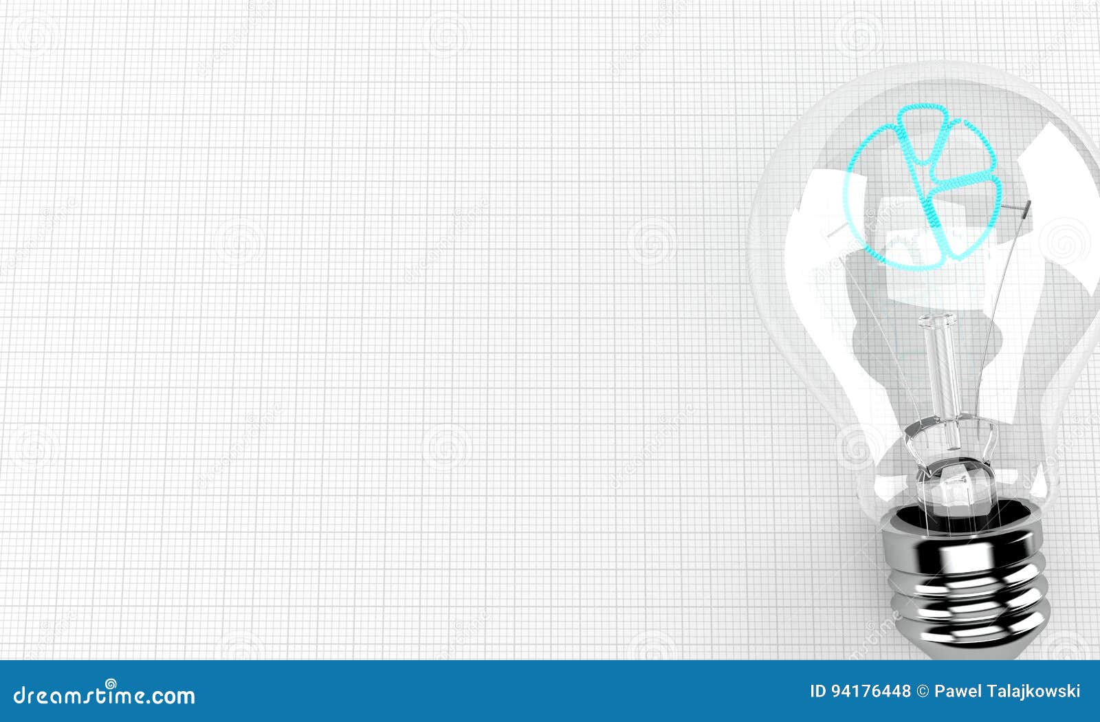 Light bulb with pie chart stock illustration. Illustration of ...