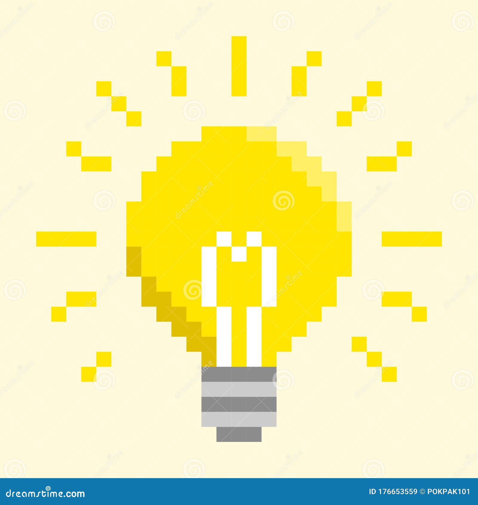 Light Bulb Pixel Art stock vector. Illustration of bright - 176653559
