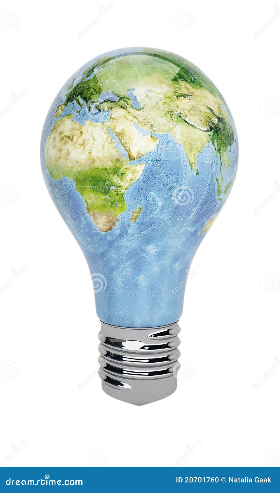 Light Bulb with Planet Earth Stock Illustration - Illustration of green ...