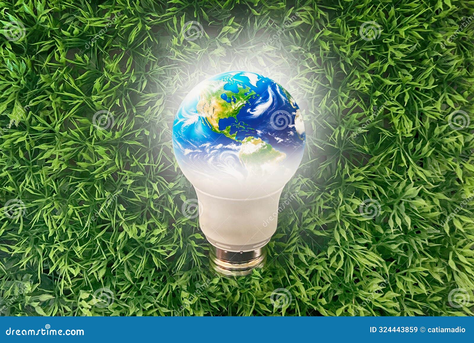 Light Bulb with Planet Earth and Green Leaves Ecofriendly Energy Source ...
