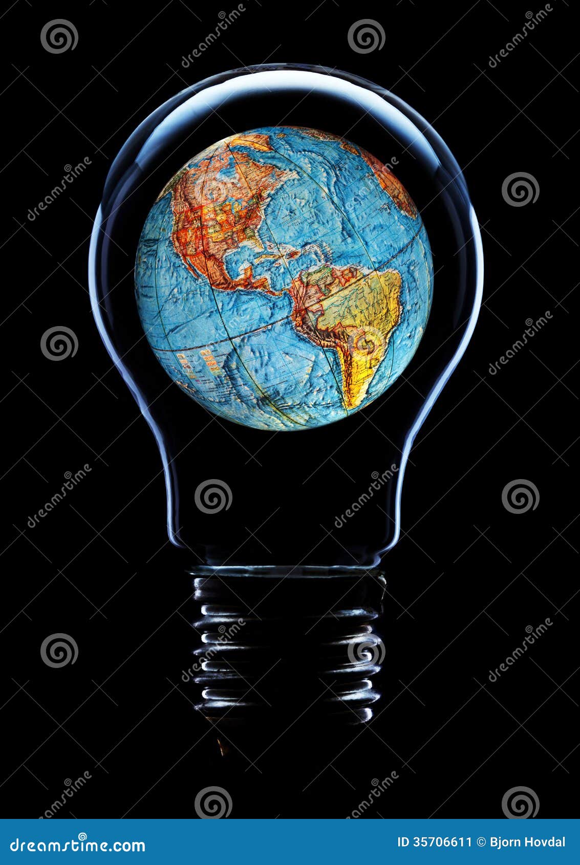 Light Bulb with Planet Earth Stock Image - Image of creativity, concept ...