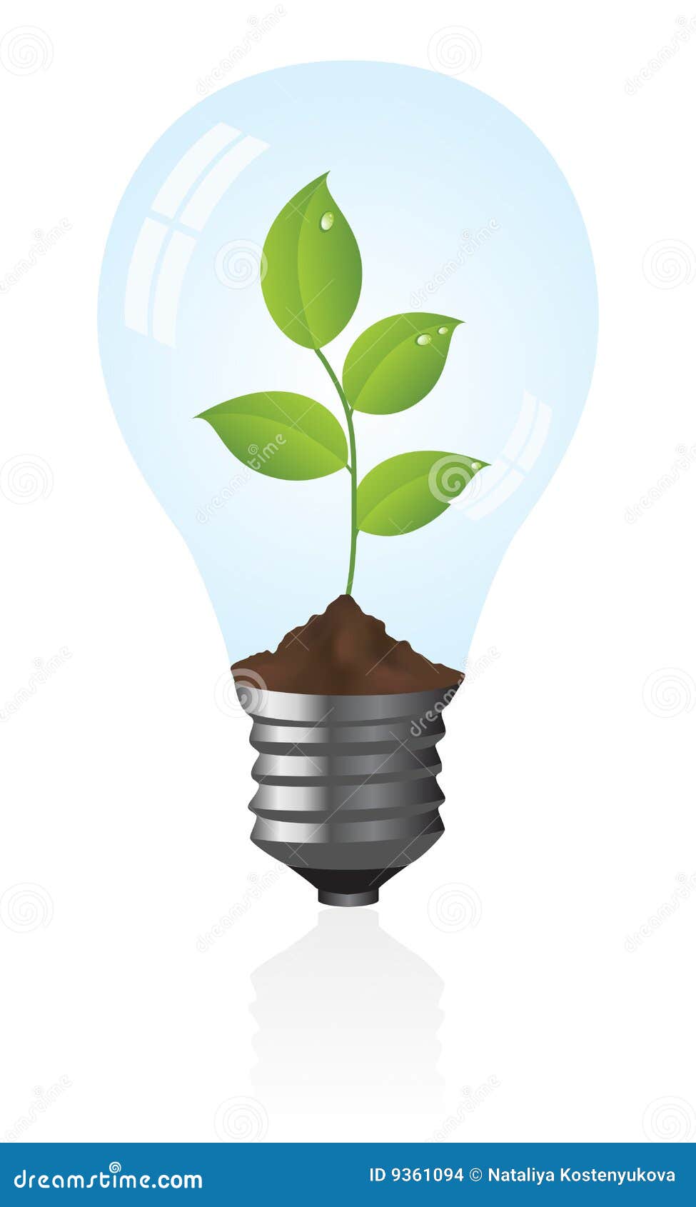 Light bulb with a plant stock vector. Illustration of conservation ...