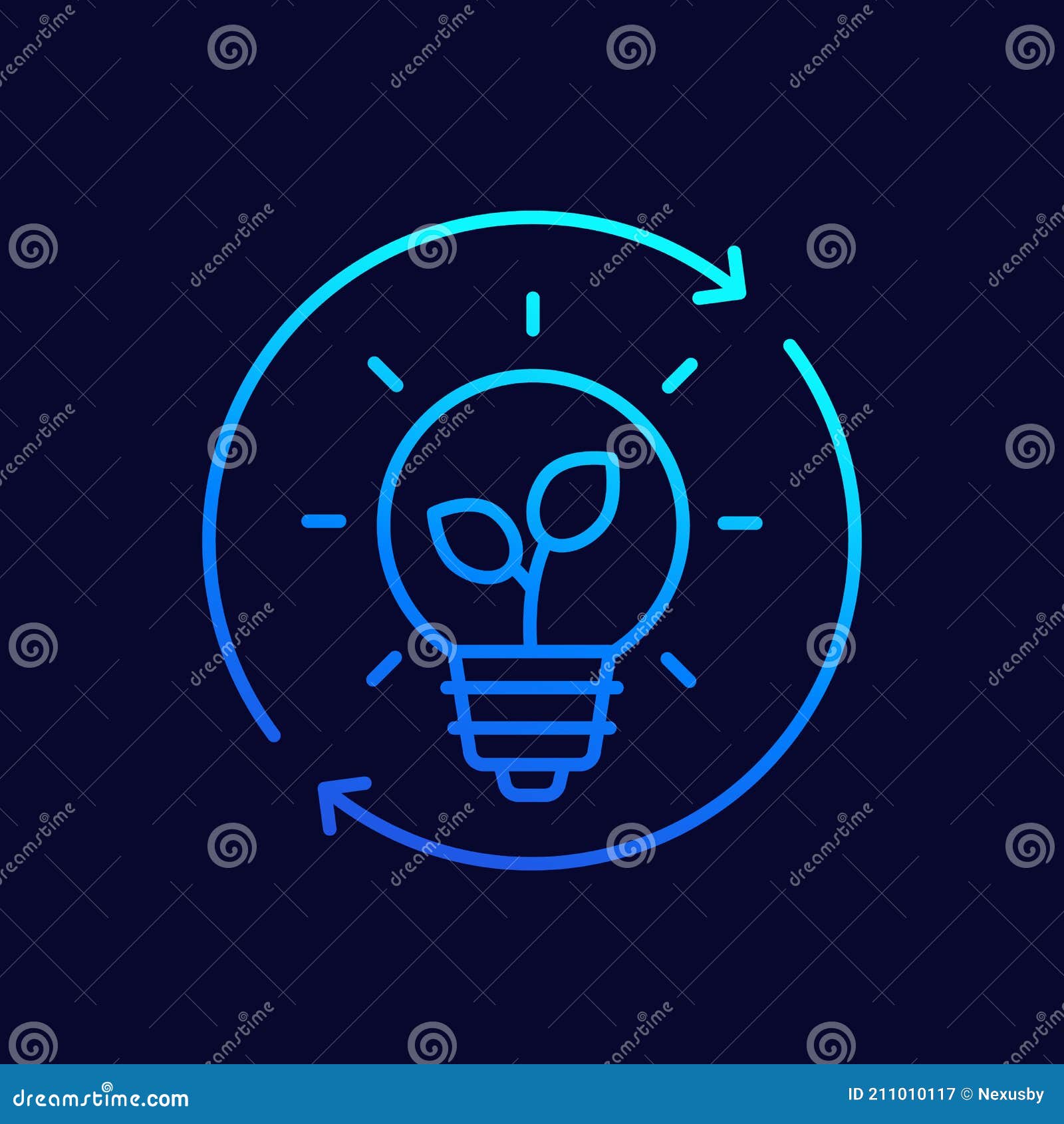 Light Bulb and Plant Icon, Linear Design Stock Vector - Illustration of ...