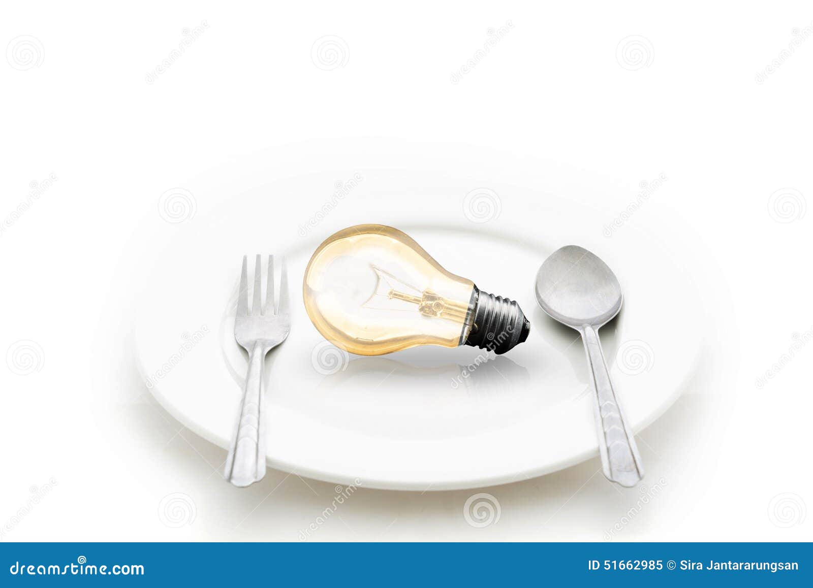 Light Bulb Plate Fork Spoon Isolated White Stock Photos - Free ...