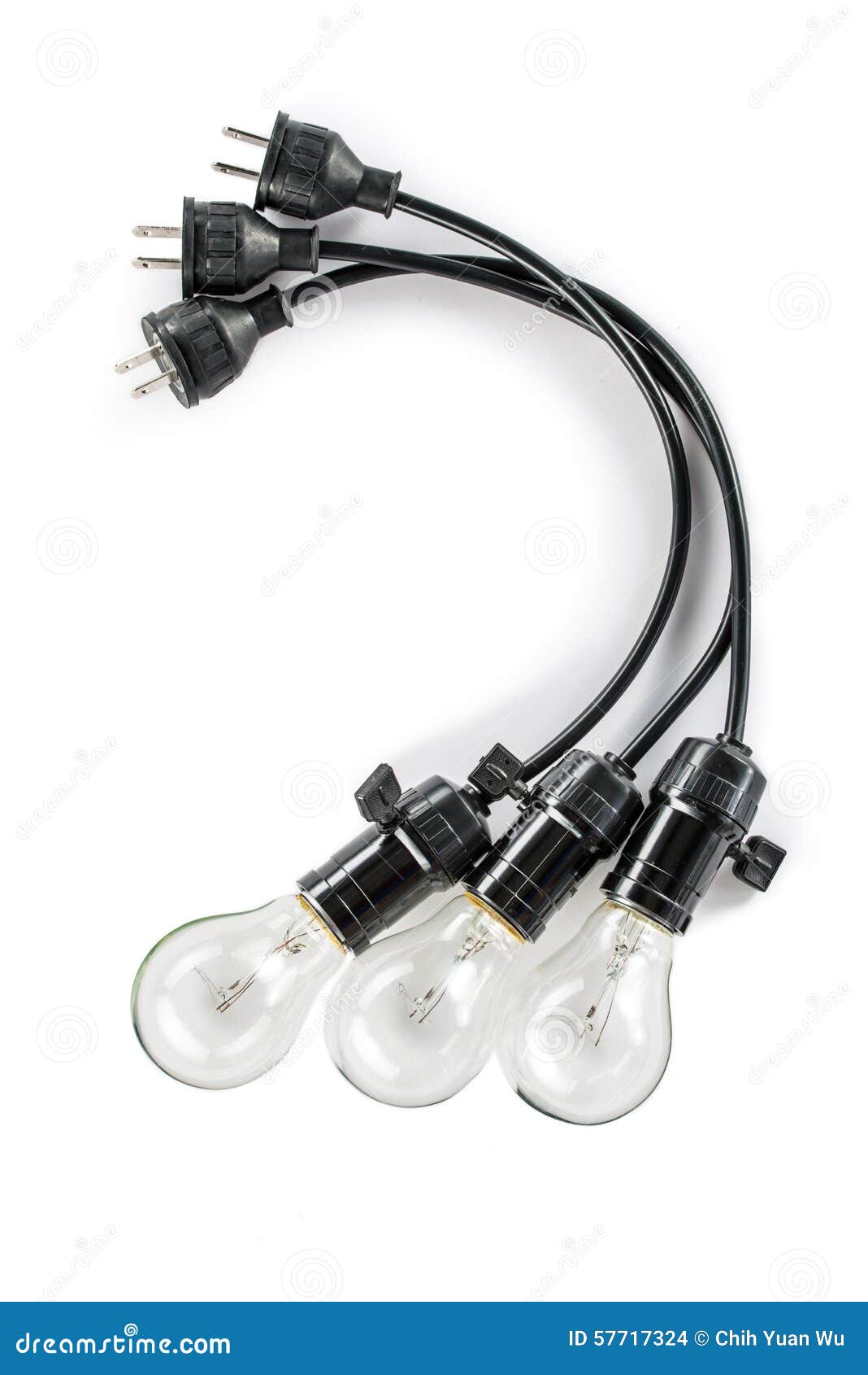 Light Bulb with Plug and Lamp Holder, Cable Tungsten Three Stock Photo ...