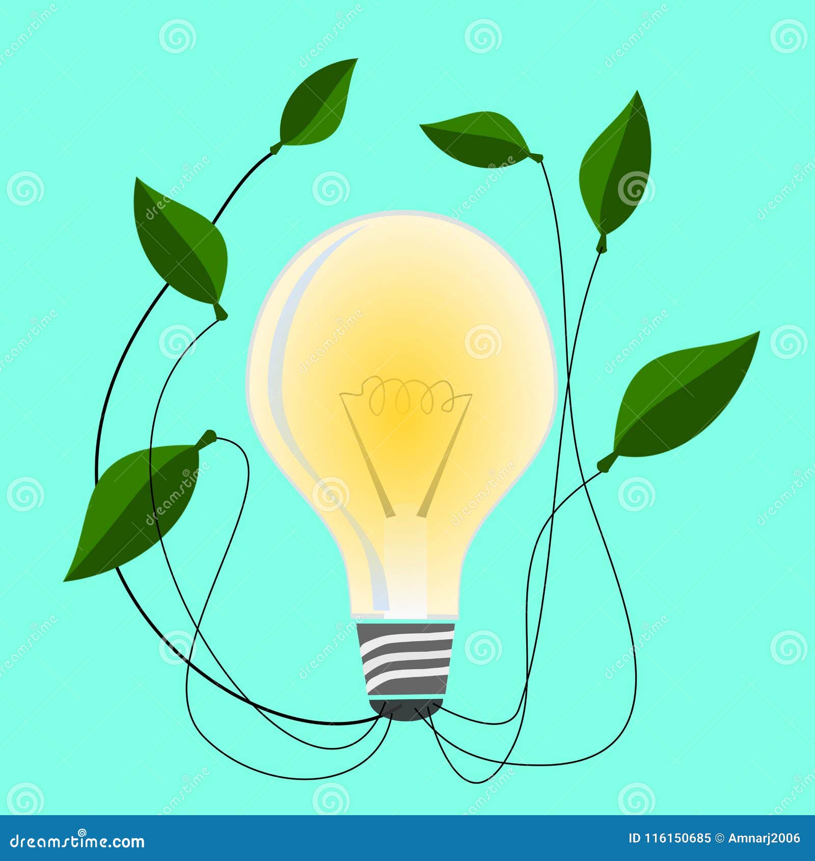 Light Bulb Power by Green Leave ,concept Eco.illustration Stock ...
