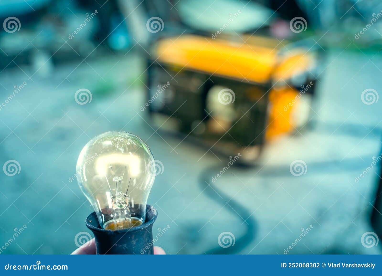 The Light Bulb is Powered by Electricity Produced by a Gas Generator ...