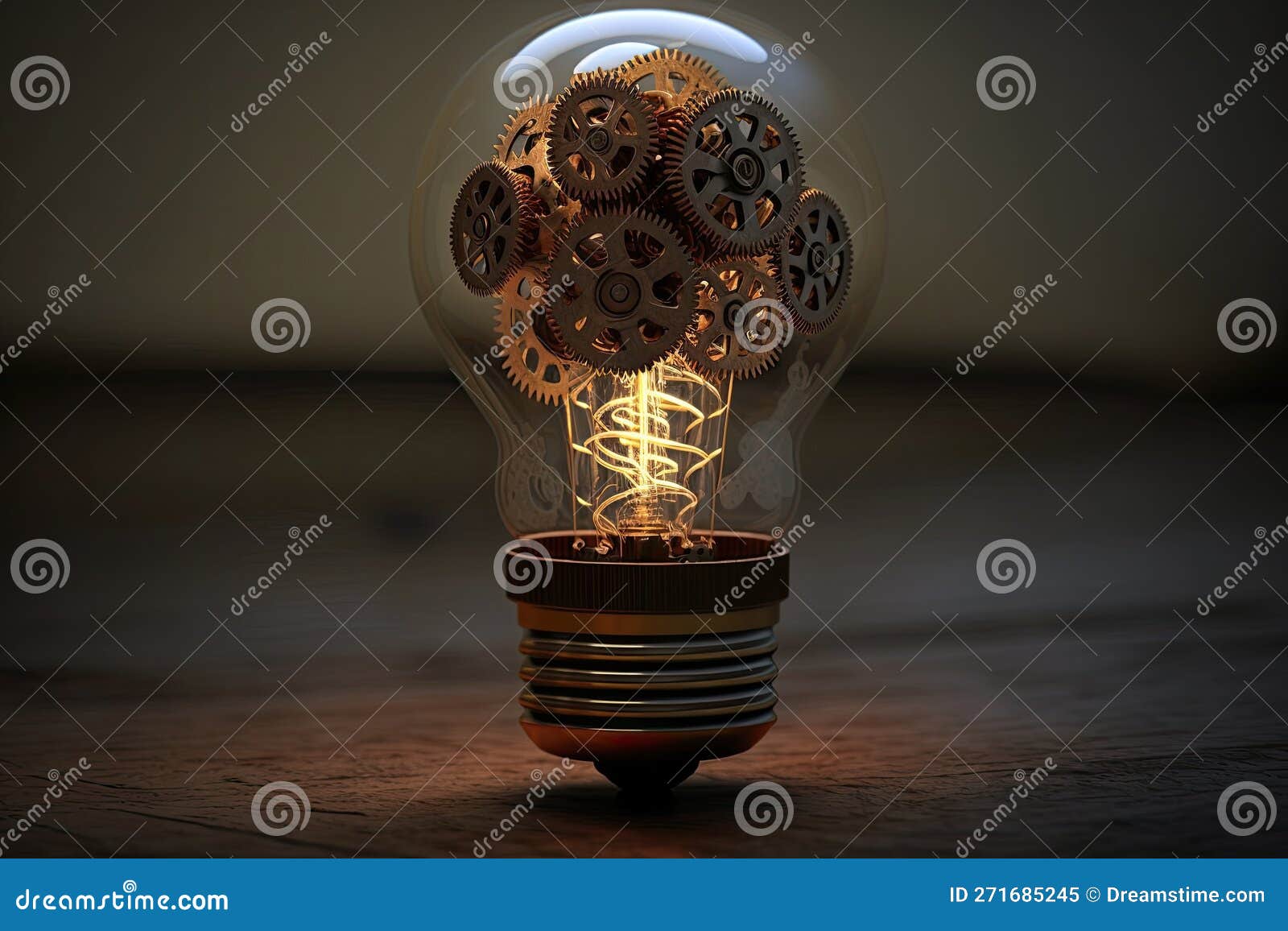 Light Bulb Powered by Gear Wheels Stock Illustration - Illustration of ...