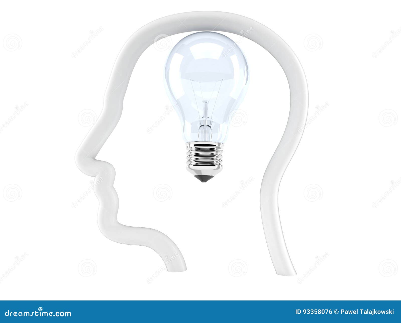 Light Bulb with Profil Face Stock Illustration - Illustration of mind ...