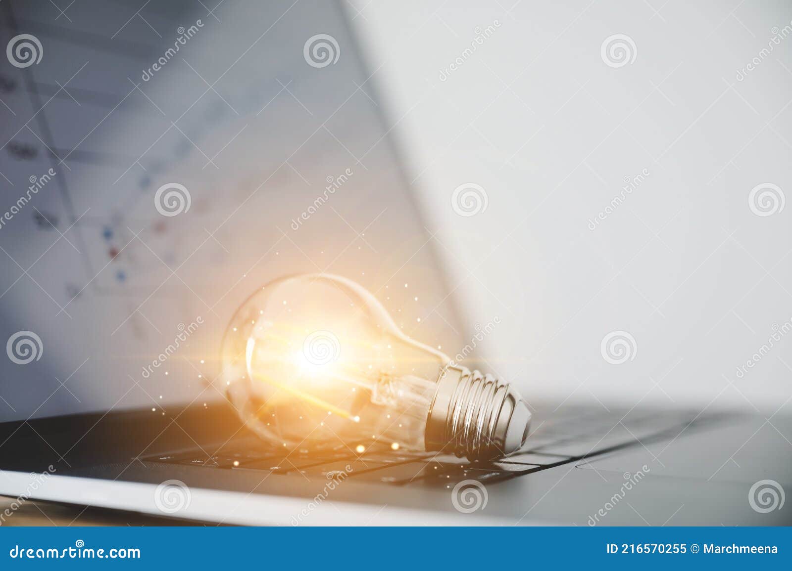 Light Bulb Putting on Computer Laptop Stock Image - Image of conclusion ...
