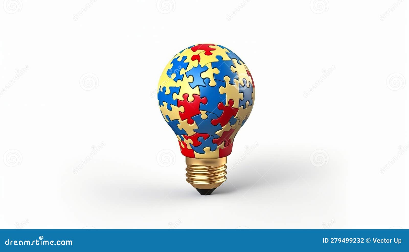 Light Bulb with Puzzle Pieces. Generative AI Stock Illustration ...