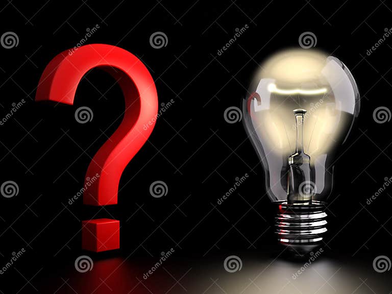 Light bulb with question stock illustration. Illustration of discovery ...
